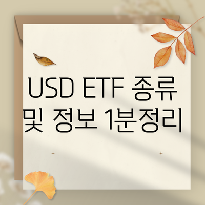 USD ETF 종류 및 정보 1분정리